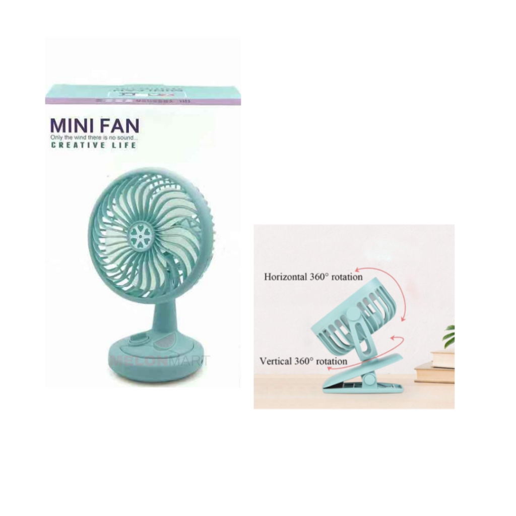 Mini Portable Rechargeable USB Fan - Teal or Purple - Melon Mart